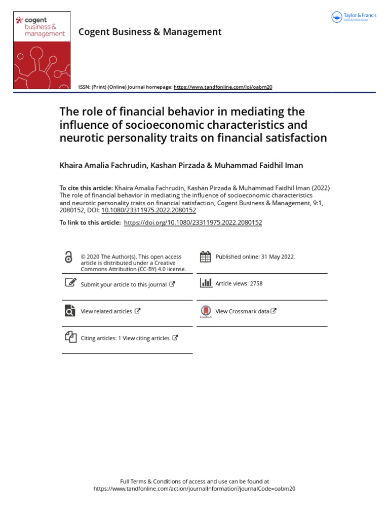 The Role of Financial Behavior in Mediating The Influence of ...