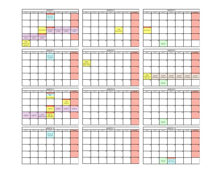 Zadokite Calendar Full 12 Month Layout | PDF | Passover | Hebrew Names ...