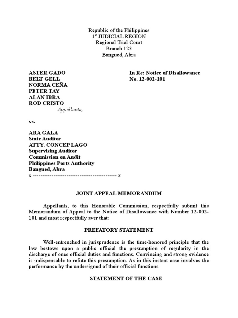Memorandum On Appeal | PDF | Audit | Business