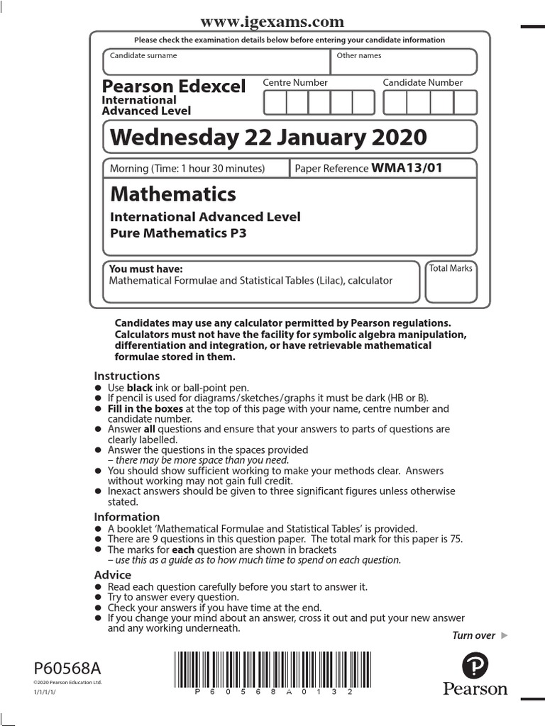 P3 Past Papers Model Answers | PDF | Mathematics | Equations