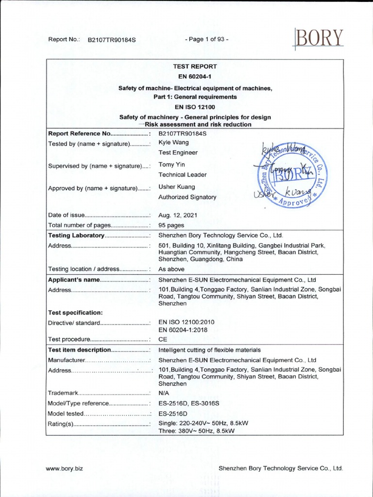 B2107TR90184S - MD - Es-2516d - en Iso 12100 & en 60204-1 | Download Free PDF | Risk | Hazards