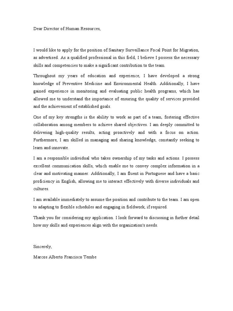 Dear Director of Human Resources | PDF