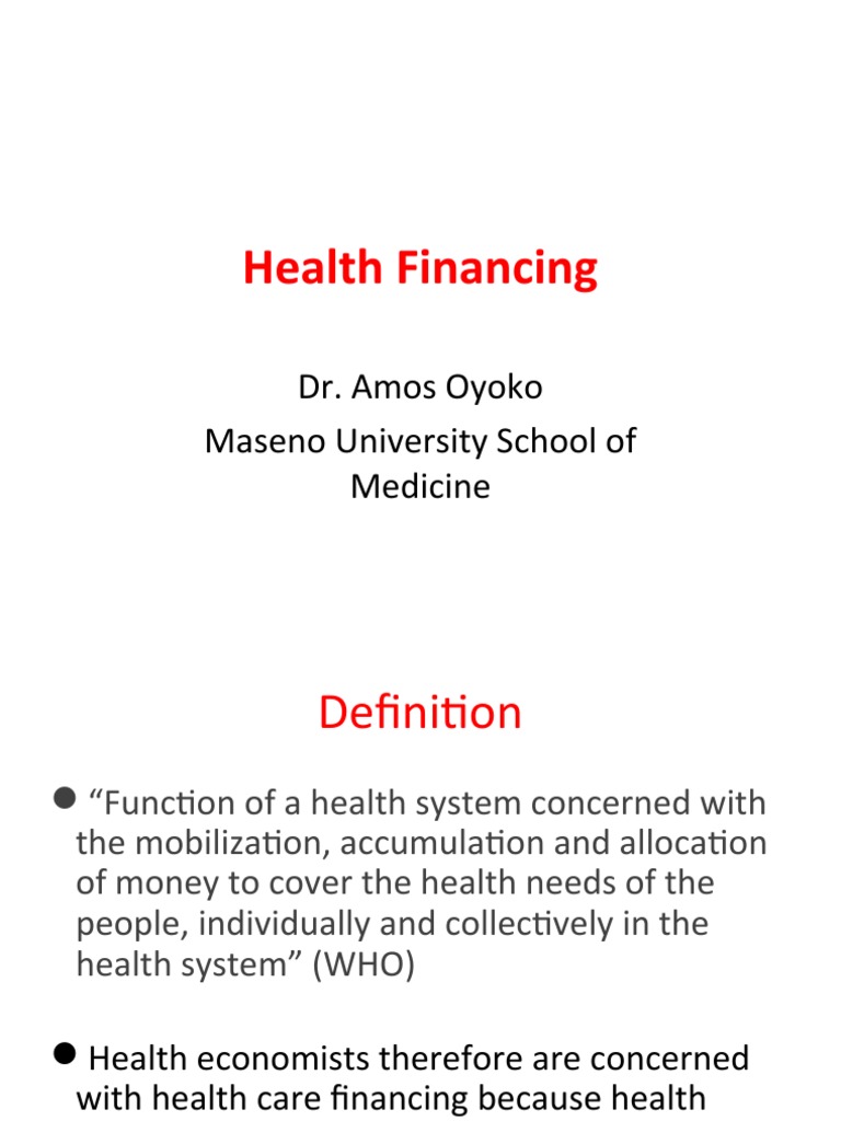 Health Financing Systems Overview | PDF | Taxes | Fee For Service