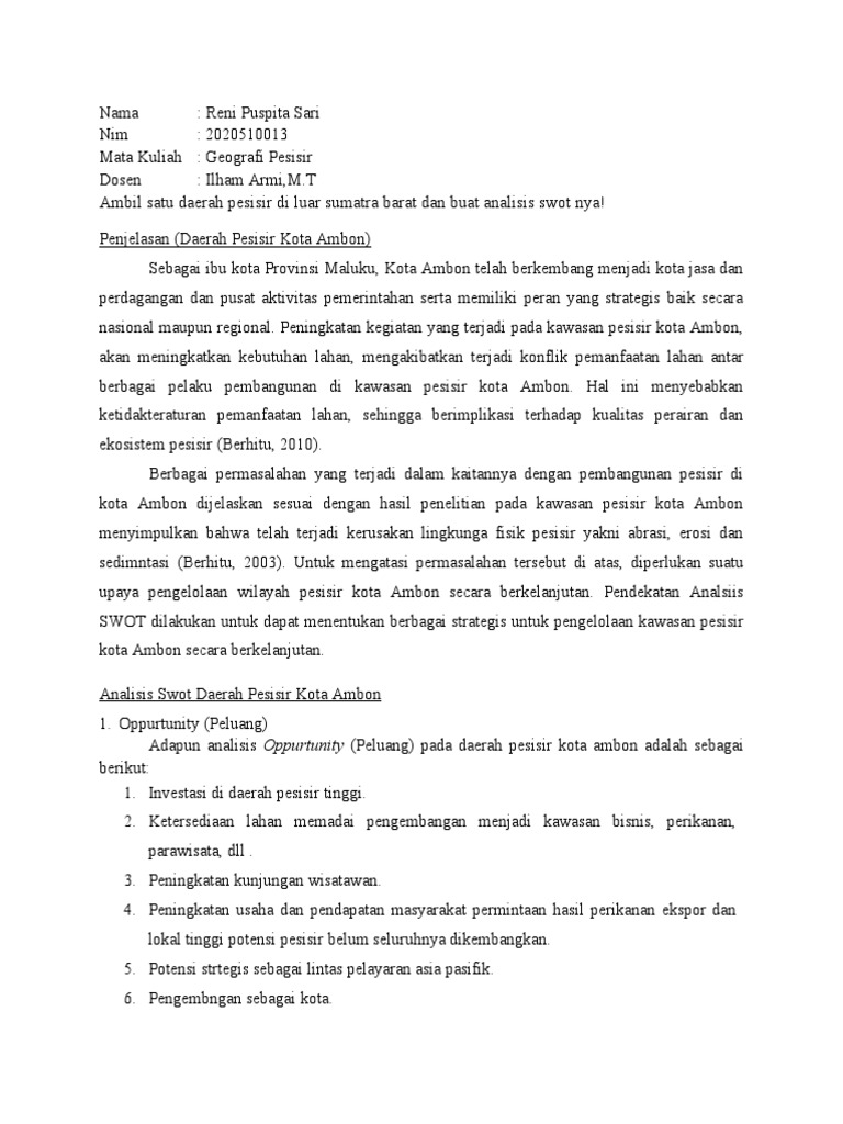 Analis SWOT | PDF | Perjalanan | Sains & Matematika