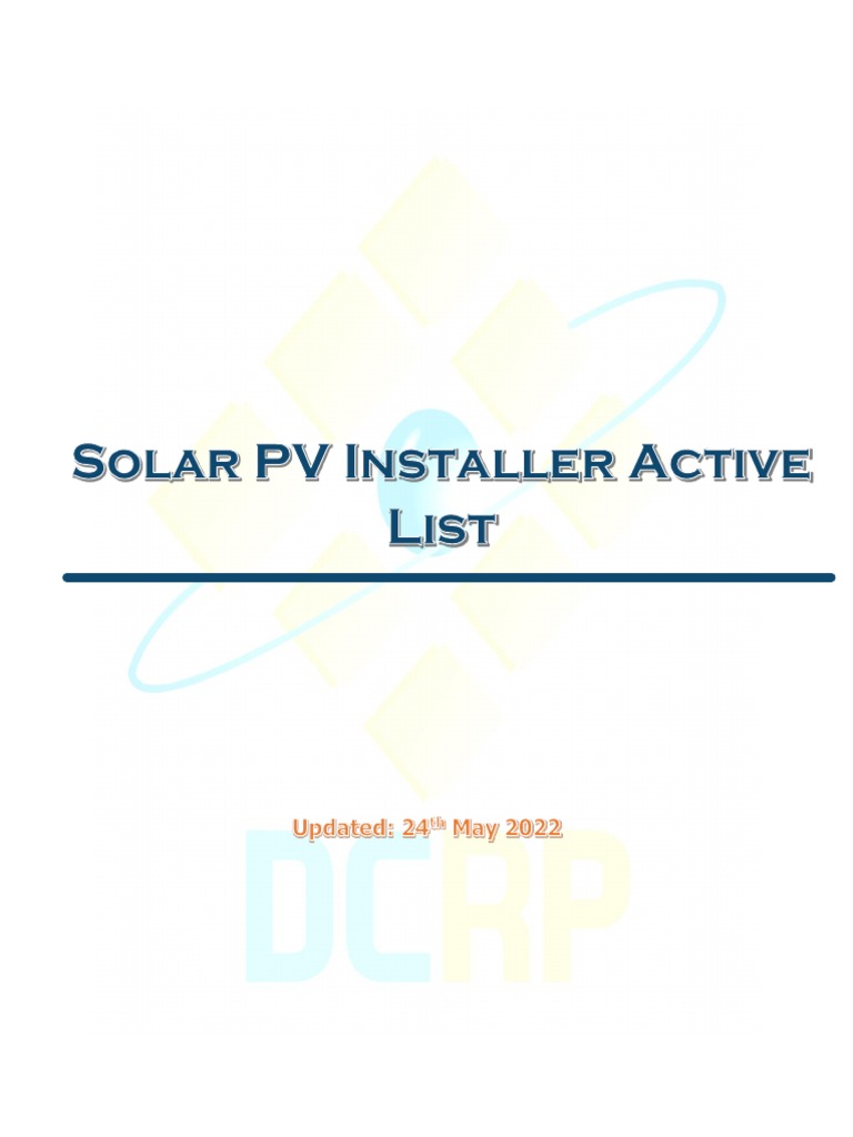 Solar Installer List | Download Free PDF | Solar Energy | Environmental Technology