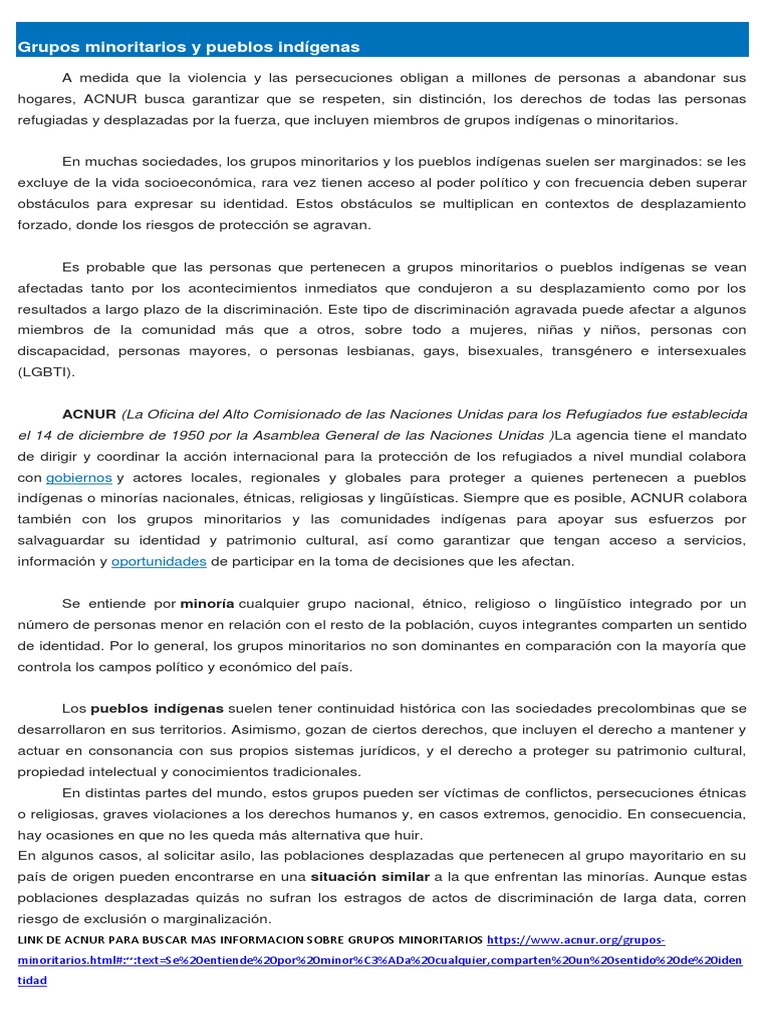 Grupos Minoritarios y Pueblos Indígenas | Descargar gratis PDF | Grupo ...