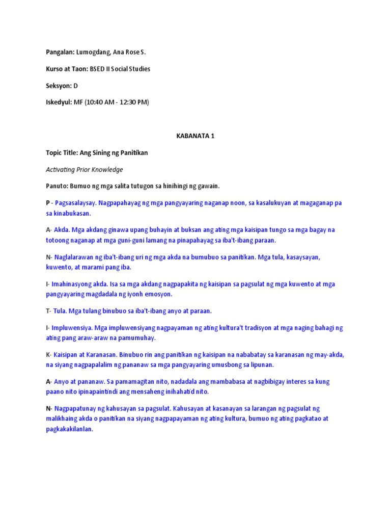 FIL 3- Ang Sining ng Panitikan | PDF