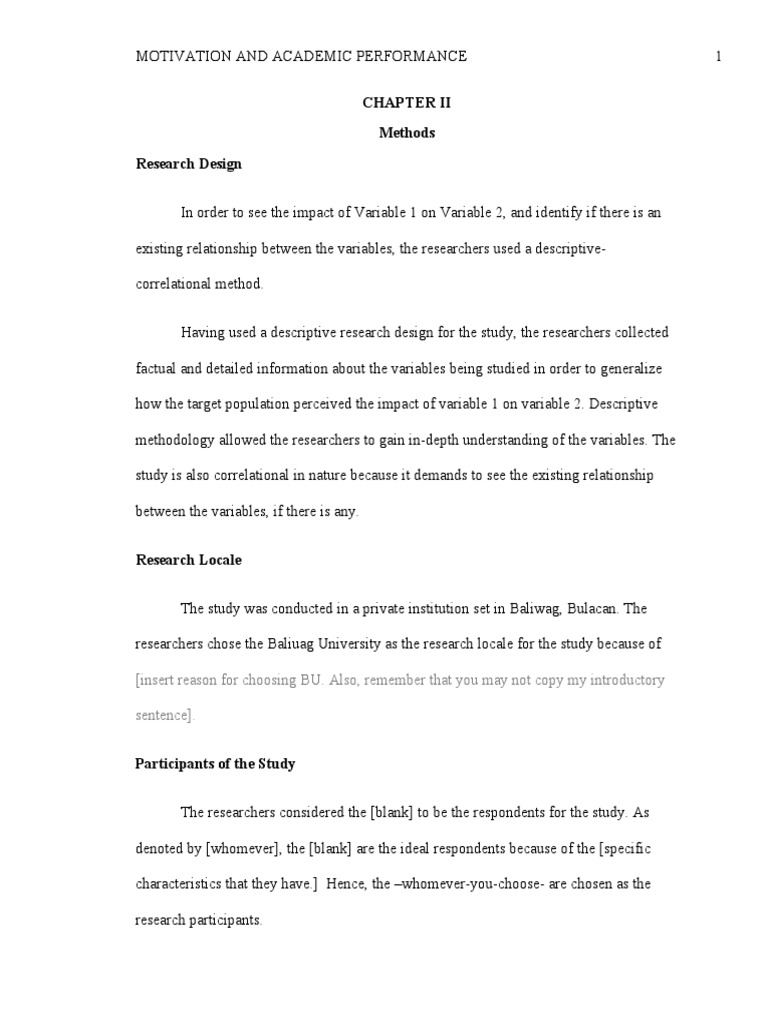 Chapter 2 Methods Writing Guide Part 1 | PDF | Questionnaire ...