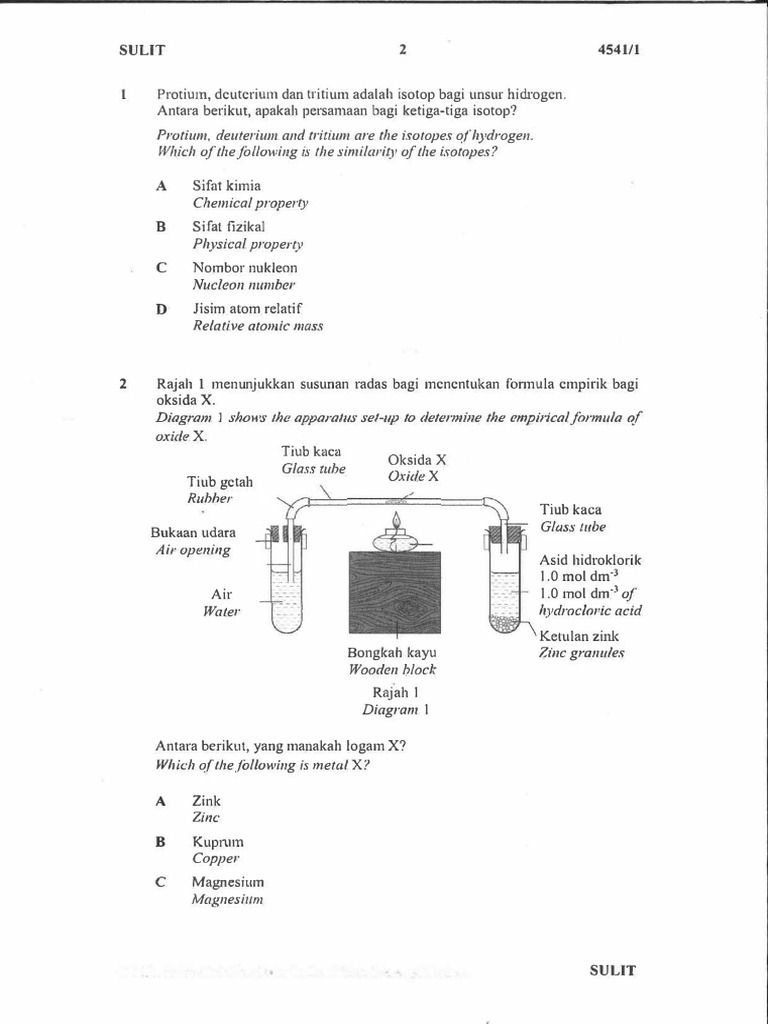 Trial SPM Chem Paper 1 Set 1 | PDF
