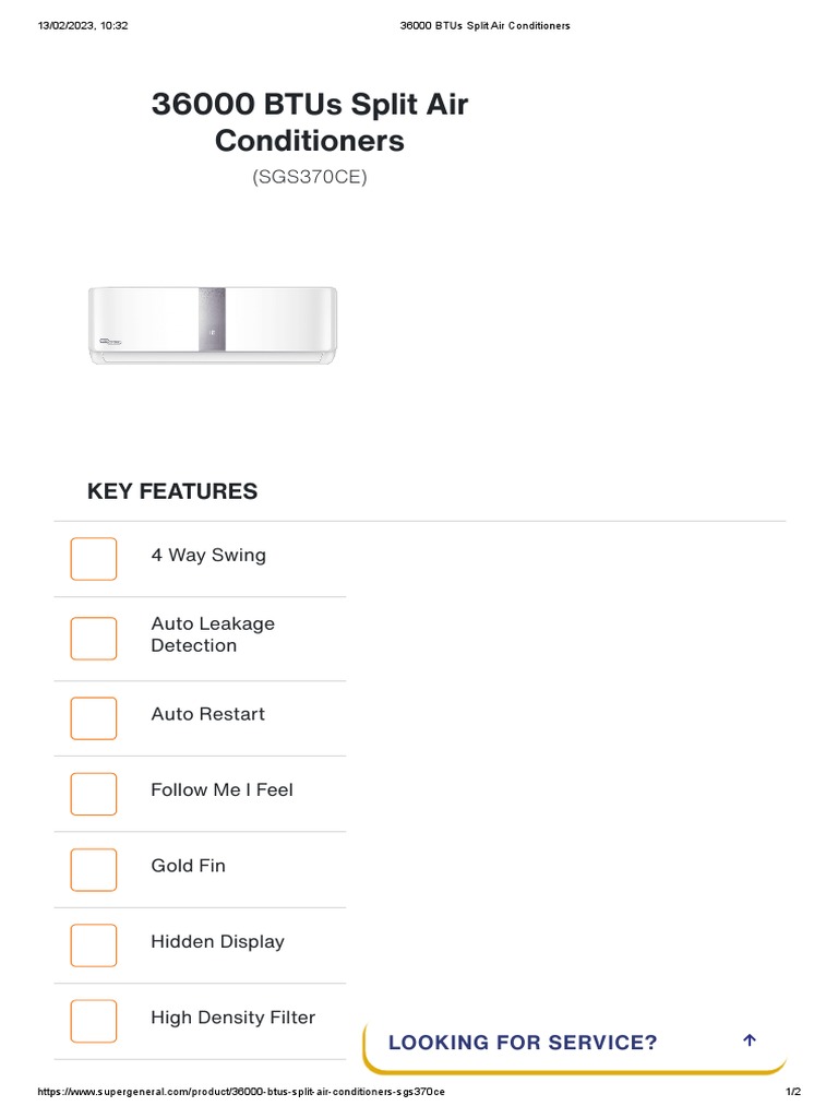 3 Ton 36000 BTUs Split Air Conditioners PDF Air Conditioning