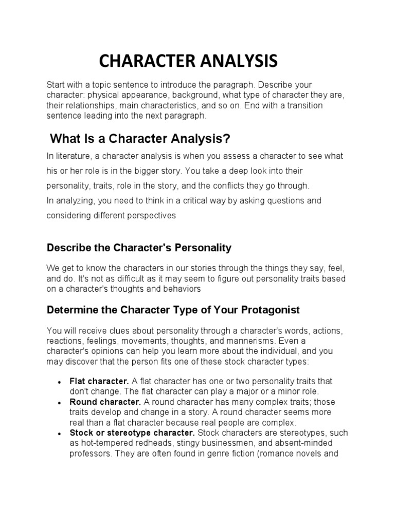 Character Analysis | PDF | Psychology