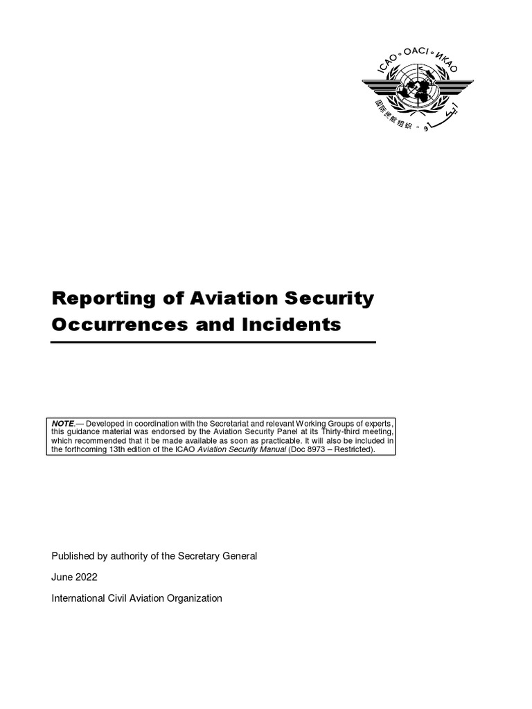 Aviation Security Incident Reporting Guide | PDF | Computer Security ...