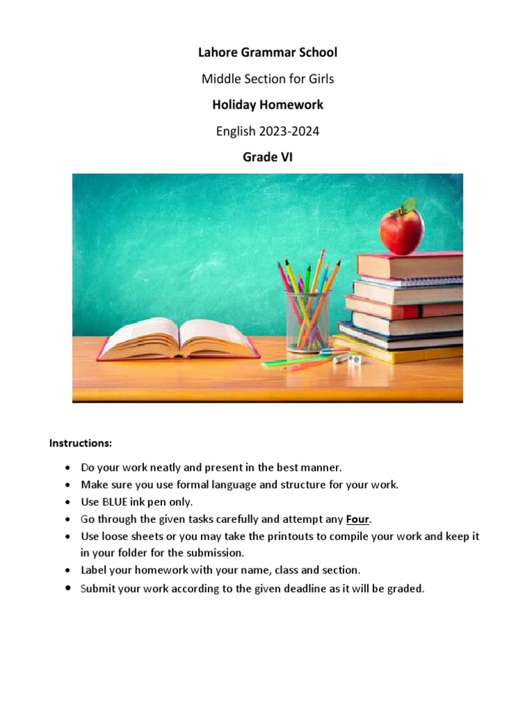 Grade VI English Holiday Homework | PDF | English Language | Poetry