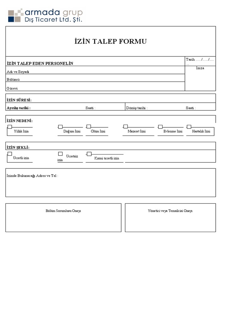 İZİN TALEP FORM1 | PDF