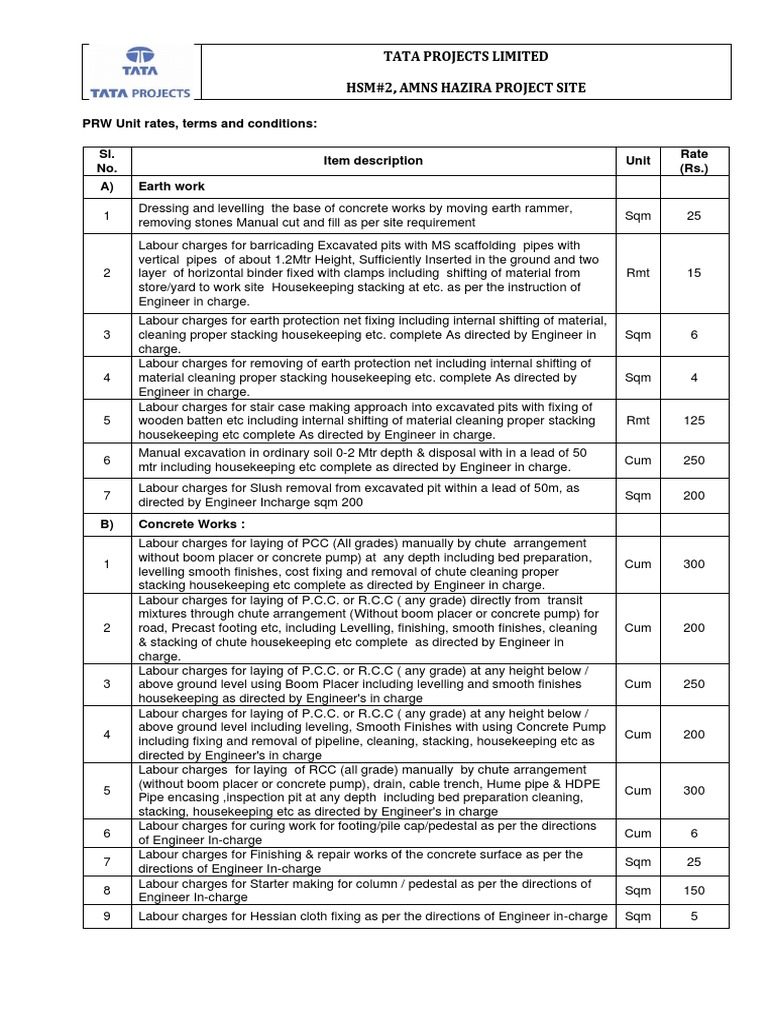 Commercials Tata Projects, AMNS Hazira | PDF | Employment | Taxes