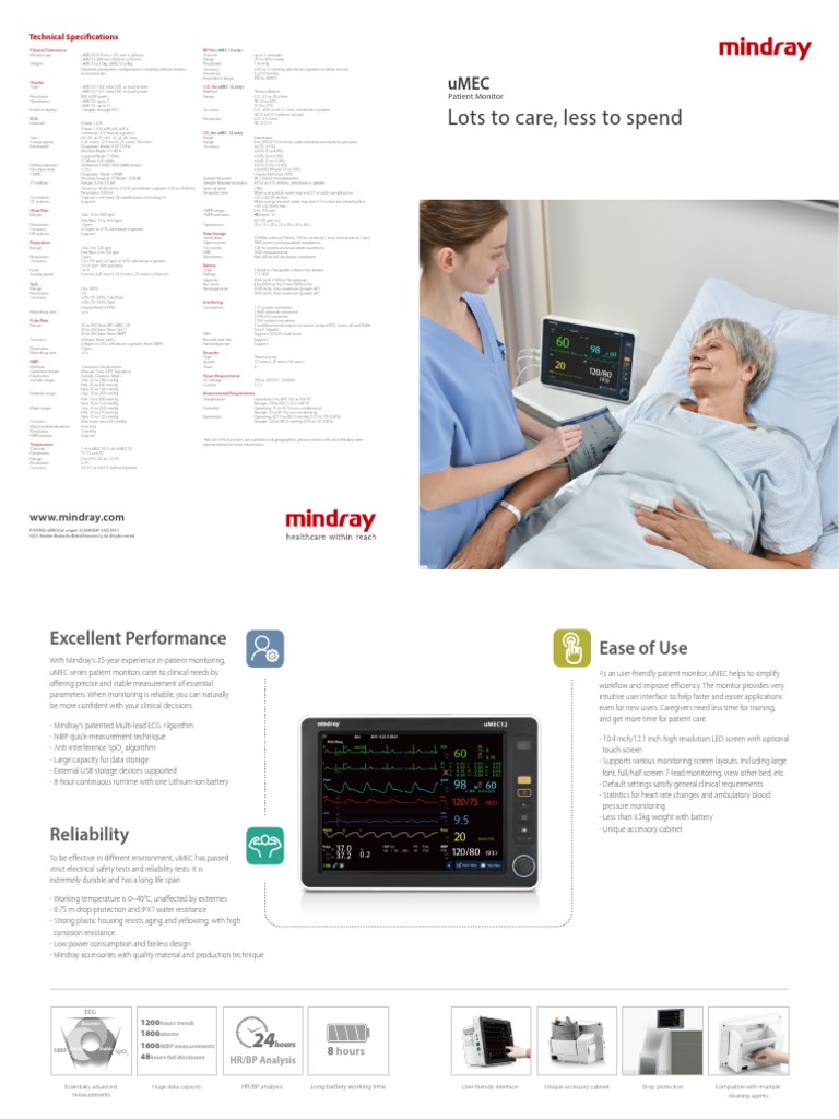 Datasheet Mindray uMEC | PDF | Reliability Engineering | Usability