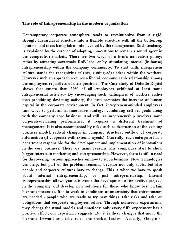 Intrapreneurship: Google’s Innovative Approach | PDF | Entrepreneurship ...