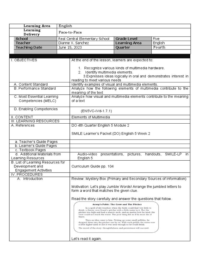 Lesson Exemplar | PDF | Multimedia | Graphics