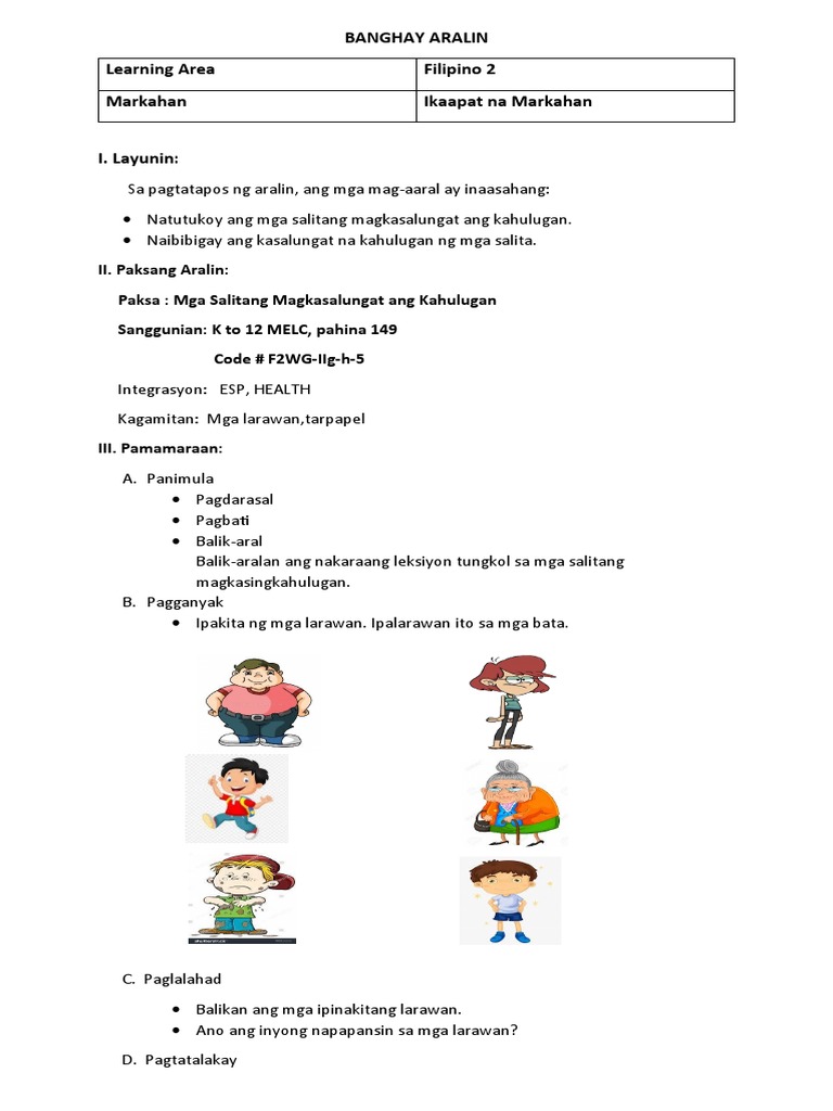 Banghay Aralin Filipino Cot 2 Final | PDF