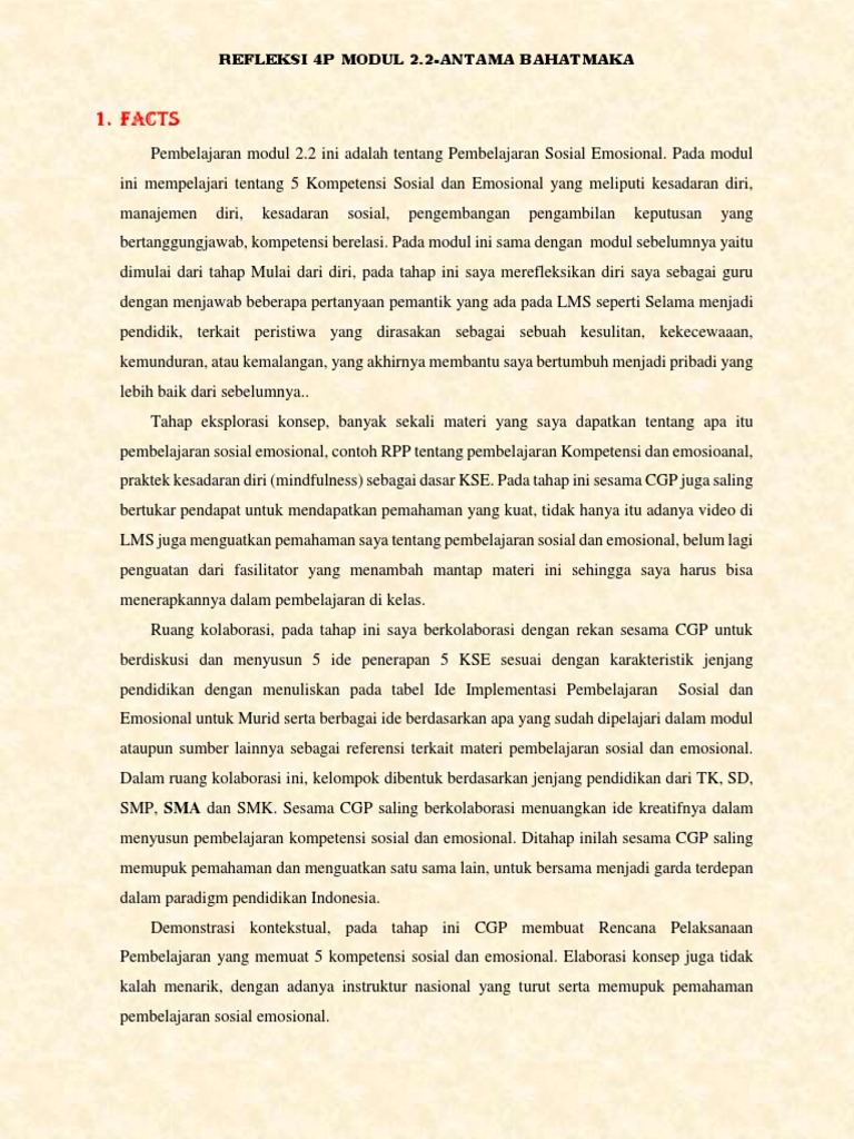 Refleksi 4P Modul 2.2-Antama | PDF