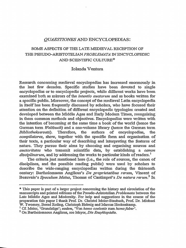 Medieval Encyclopedic Texts Analysis | PDF | Aristotle | Encyclopedias