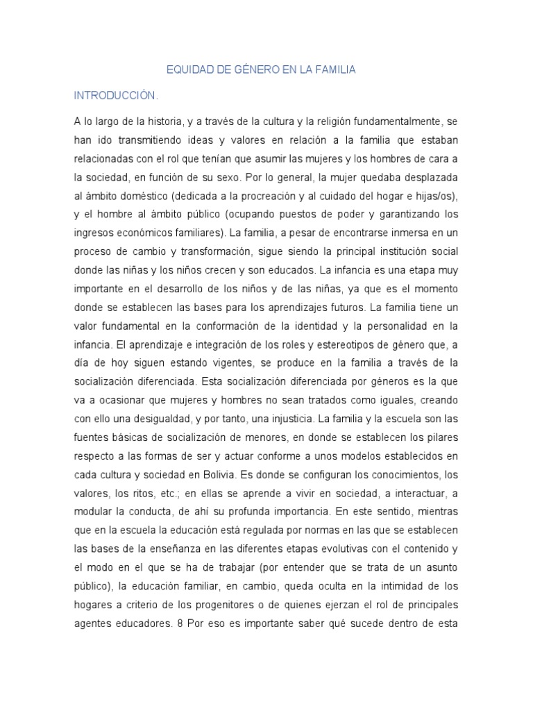 Equidad de Genero en La Familia-1 | PDF | Familia | Estudios de género