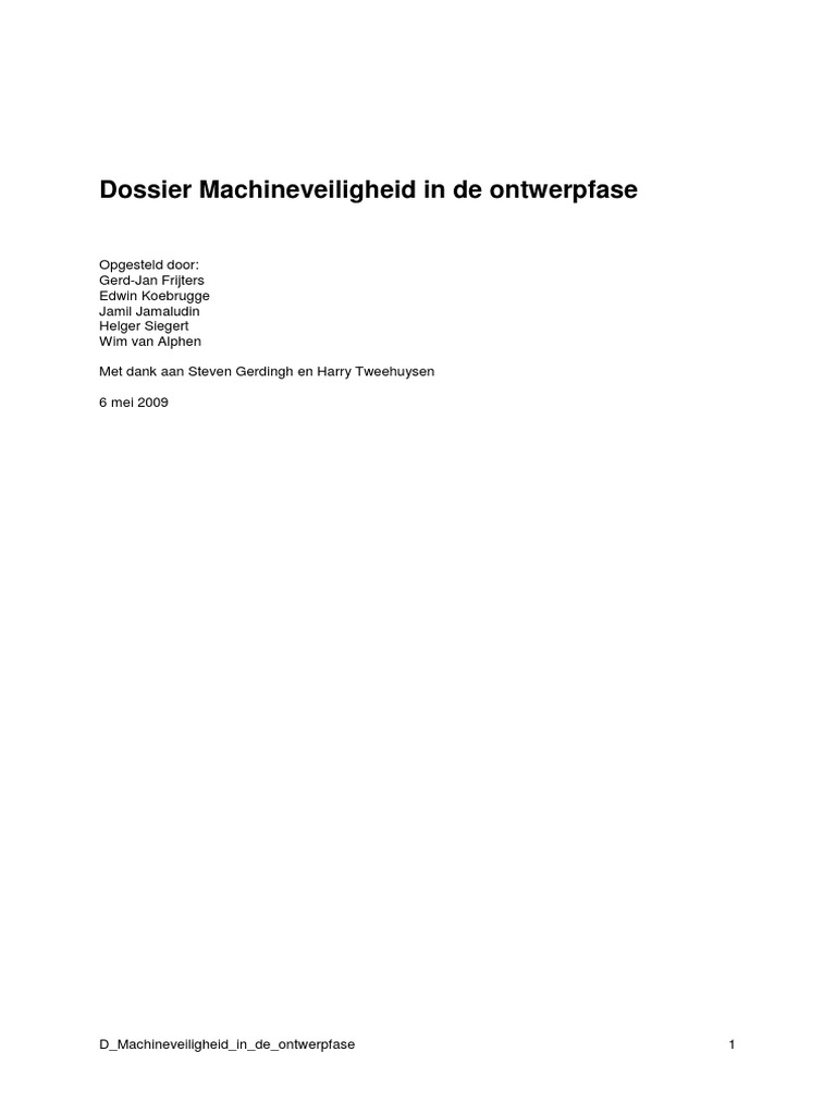 D Machineveiligheid in de Ontwerpfase | PDF