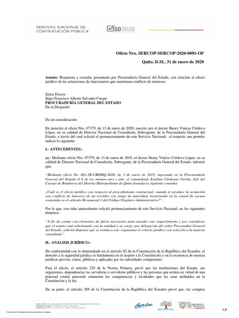 Sercop Sercop 2020 0091 of | PDF | Regulación | Debido al proceso