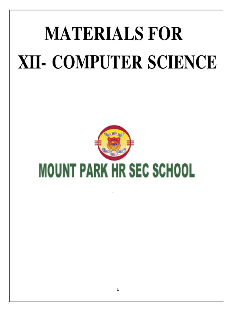 12th Computer Science Study Material | PDF | Scope (Computer Science) | Parameter (Computer ...