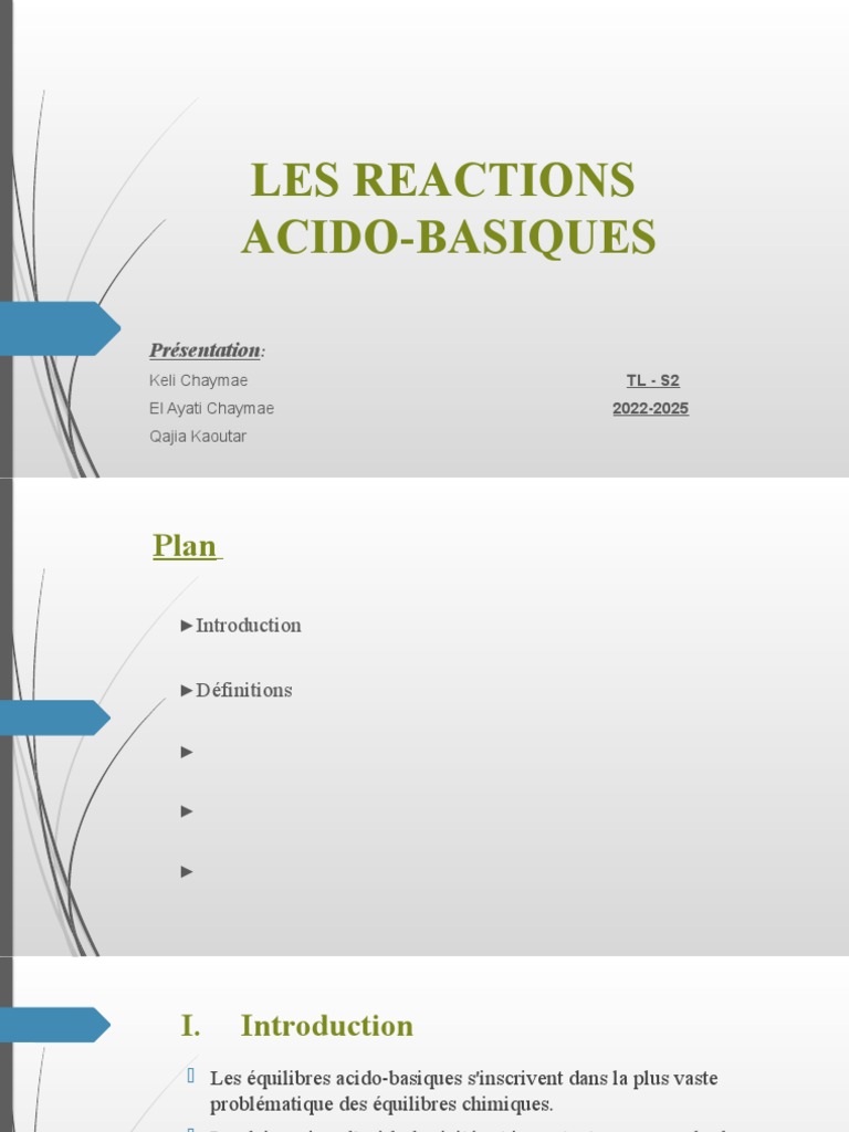 Les Reactions | PDF | Acide | Ph