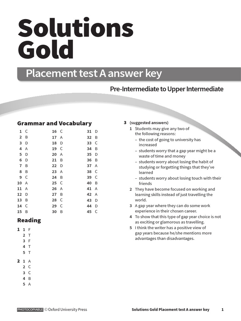 Solutions_Gold_Placement_Test_A_AK | PDF | Behavior Modification ...