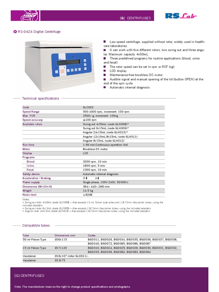 Centrif | PDF | Centrifuge | Machines