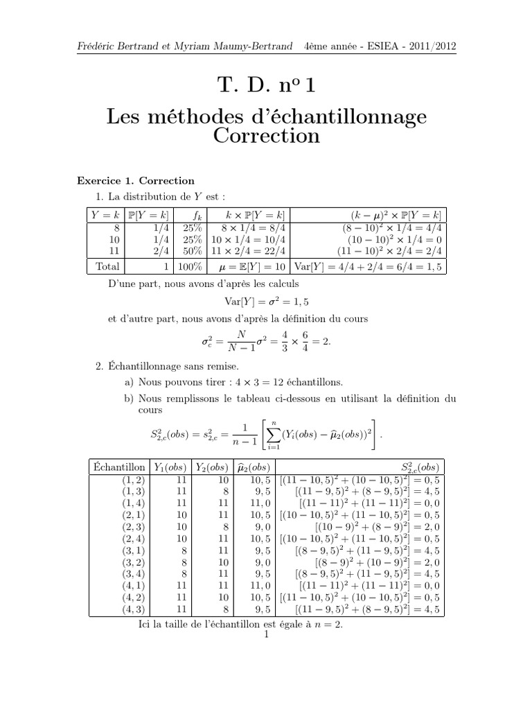 Methodes Echantillonnage | PDF | Estimateur (statistique) | Variance ...