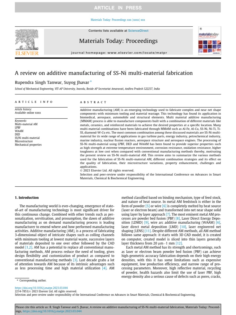 A Review On Additive Manufacturing of SS-Ni Multi-Material Fabrication ...