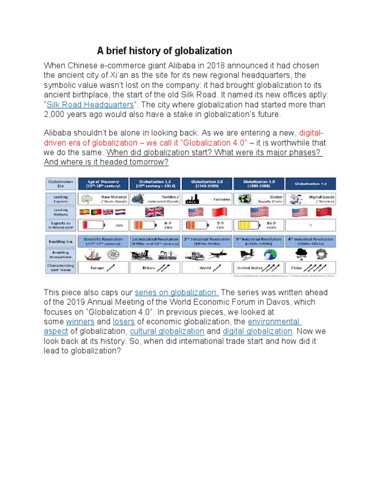 History of 19th Century Globalization | PDF | Globalization | Age Of ...