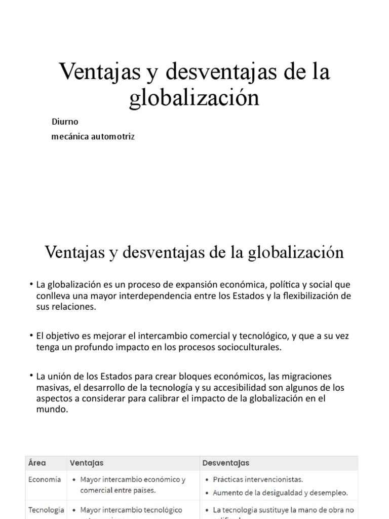 Ventajas y Desventajas de La Globalización | PDF | Globalización | Economias