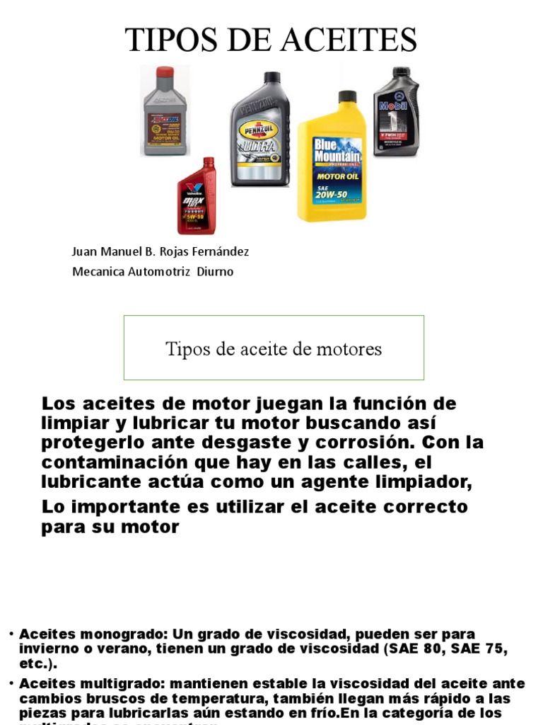 Tipos de Aceites 2.0 | PDF | Aceite de motor | Lubricante