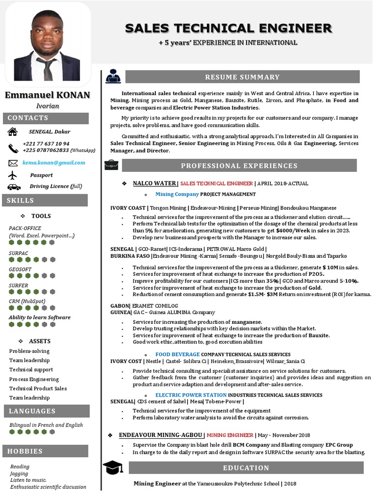 Sales Engineer in Mining & Energy | PDF | Sales | Business