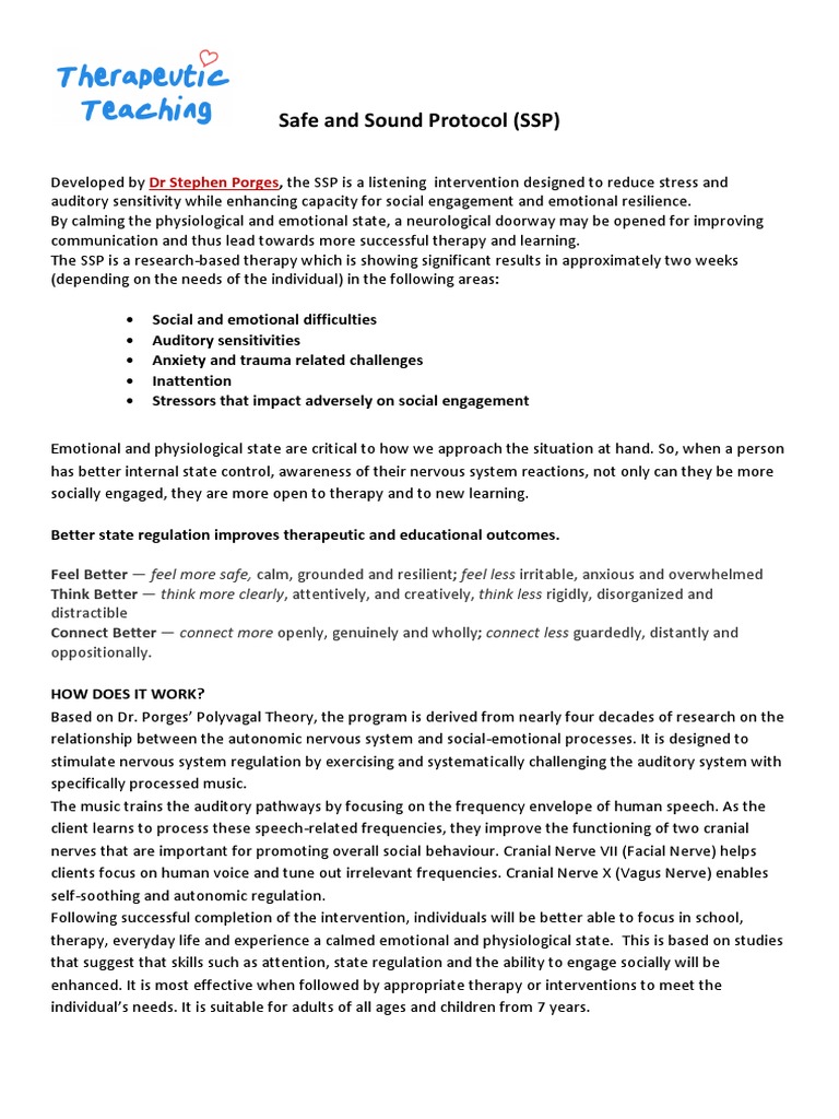 Safe and Sound Protocol Therapeutic Teaching | Download Free PDF ...