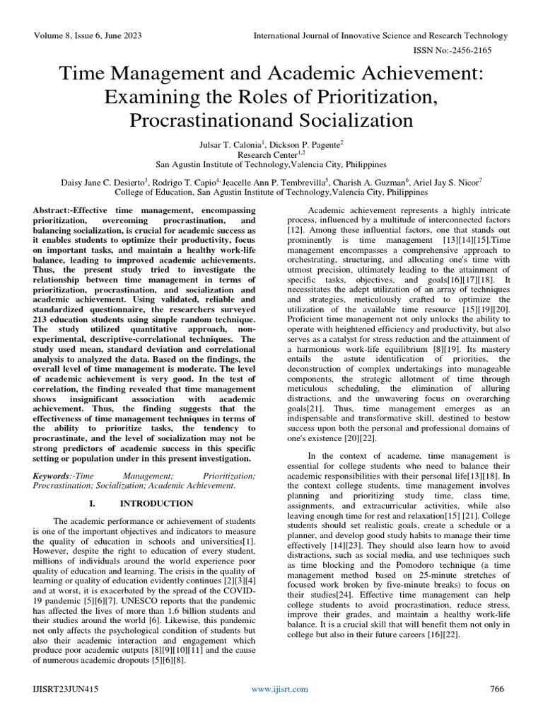 College Students & Time Management | PDF | Professional Skills ...