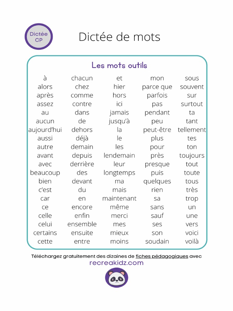 Dictee Mots CP | PDF