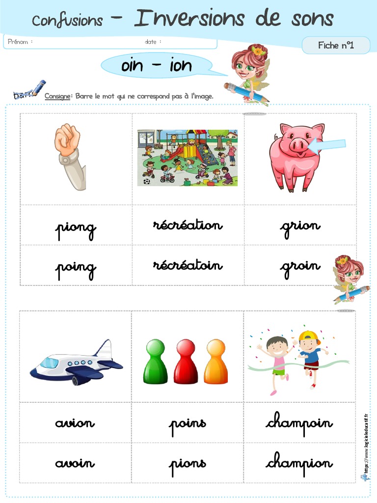 Exercices de Confusion de Sons Oin-Ion | PDF