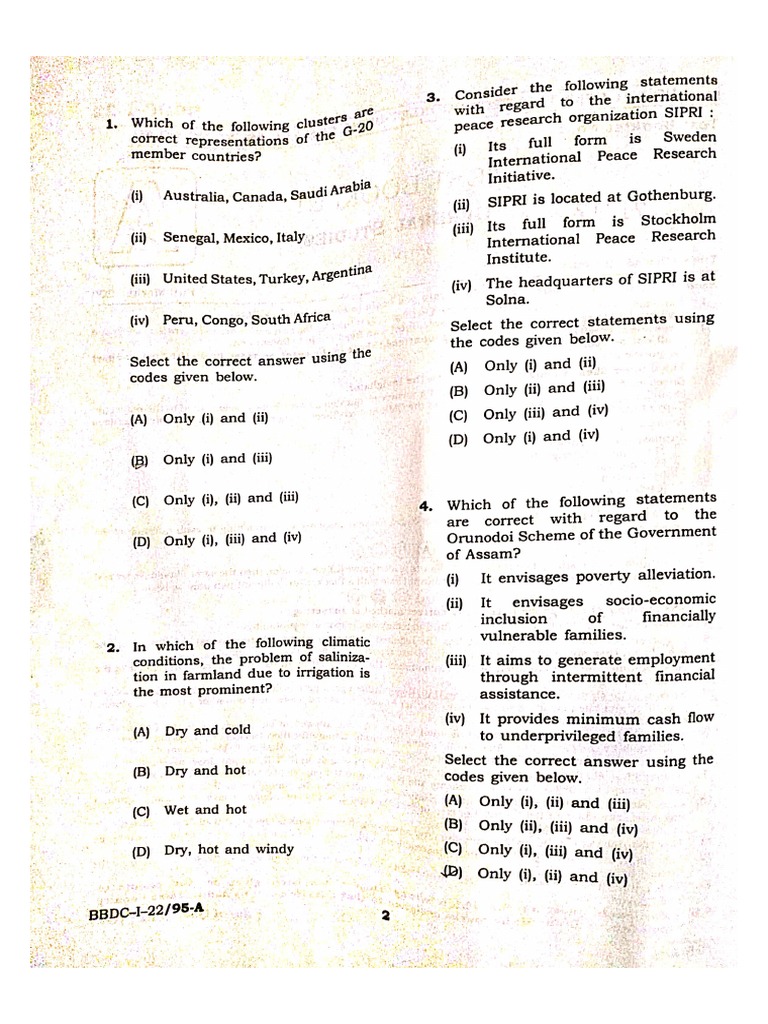 Apsc 2023 Question Papers | PDF