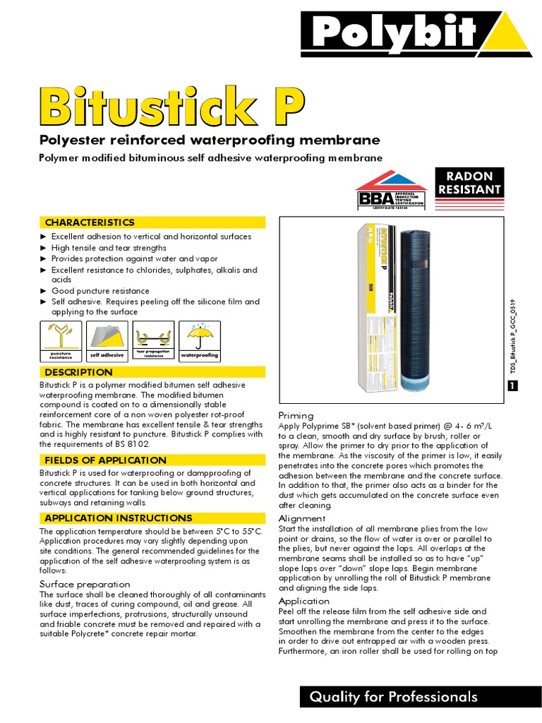 6 2 1 2 7 Bitustick P | PDF | Concrete | Adhesive