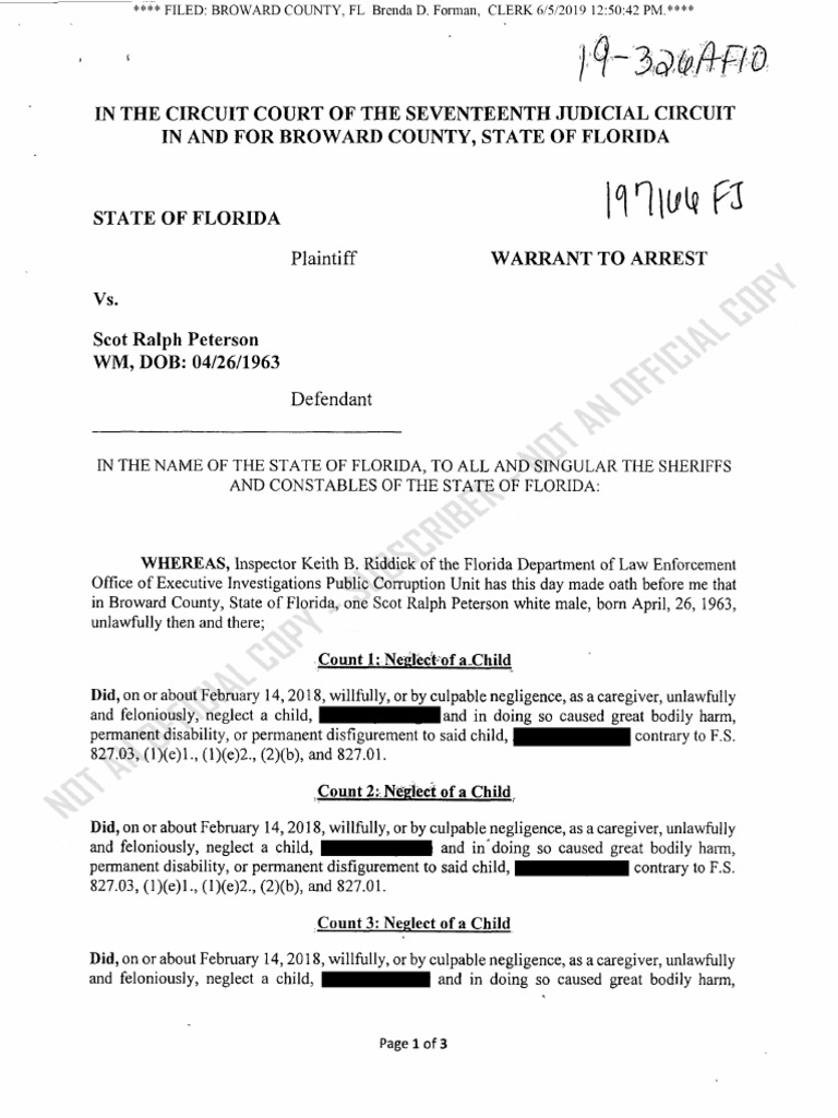 Scot Peterson Arrest Warrant | PDF