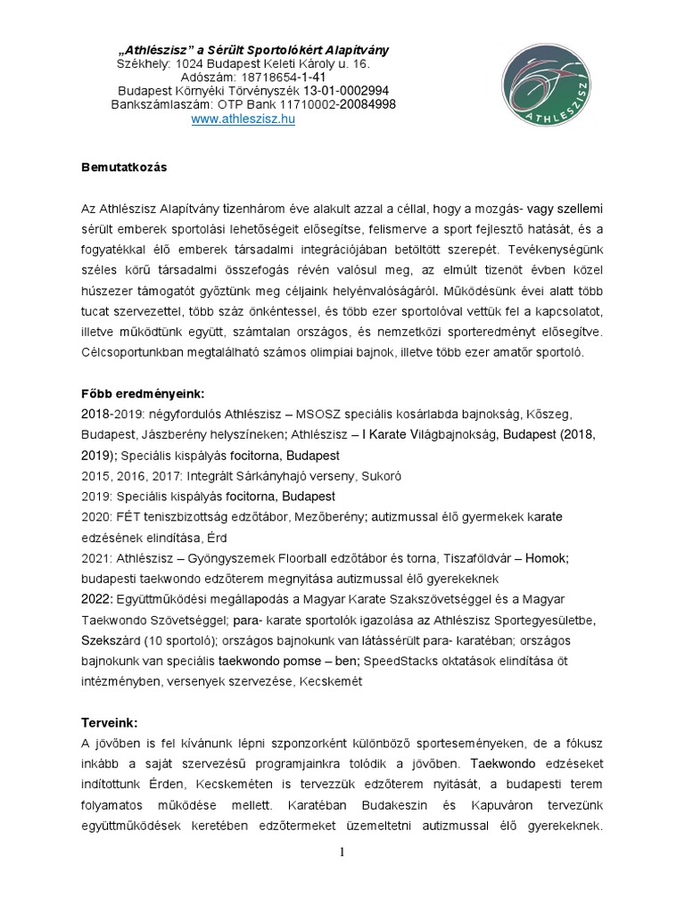 Athleszisz Bemutatkozas 2023 | PDF
