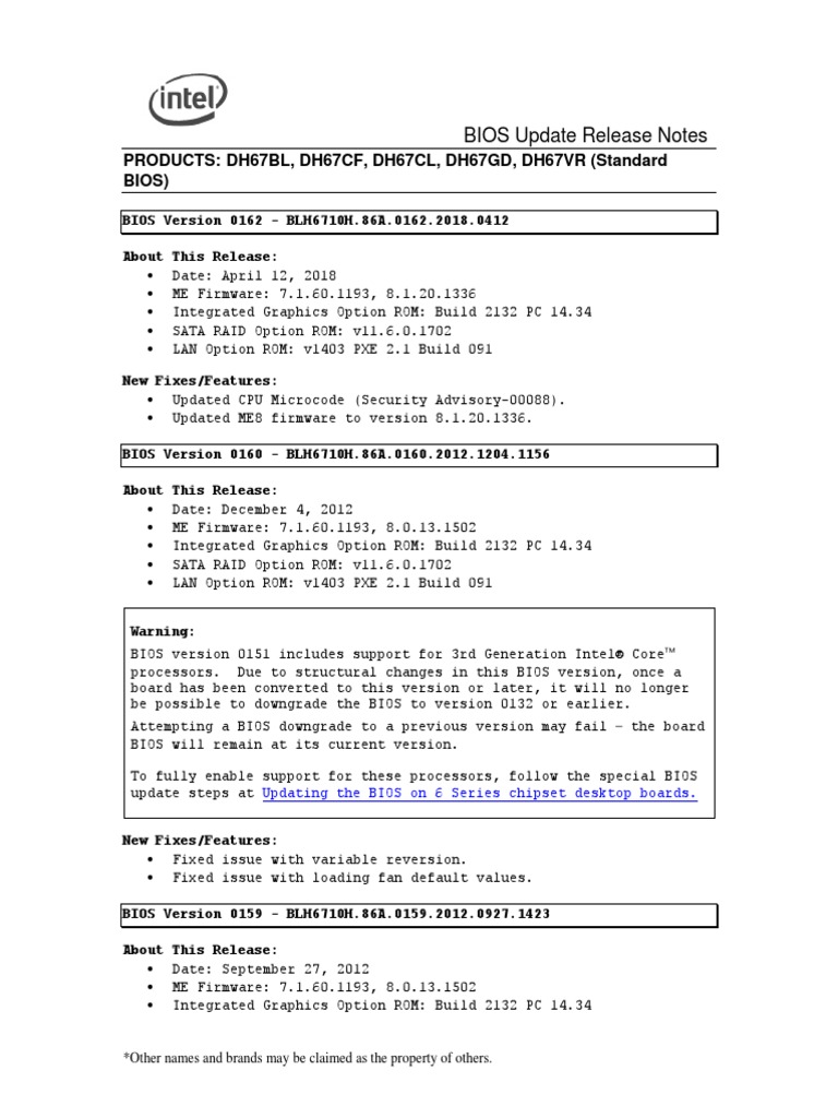 Intel MB Dh67 | PDF | Bios | Booting