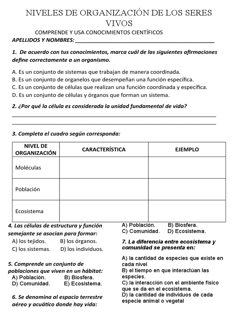 Practica de Los Seres Vivos | PDF | Ecosistema | Biología Celular)