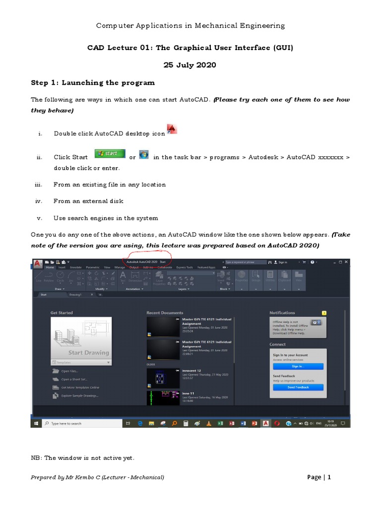 CAD Lecture 1 and 2 | PDF | Auto Cad | Icon (Computing)