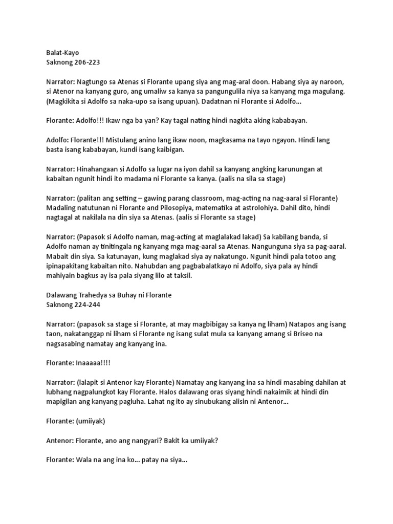 Florante at Laura Script | PDF